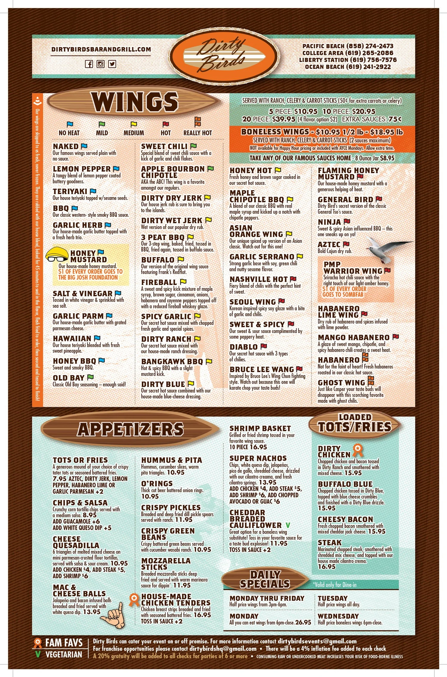 Food Menu - College Area, Liberty Station, Ocean and Pacific Beach ...