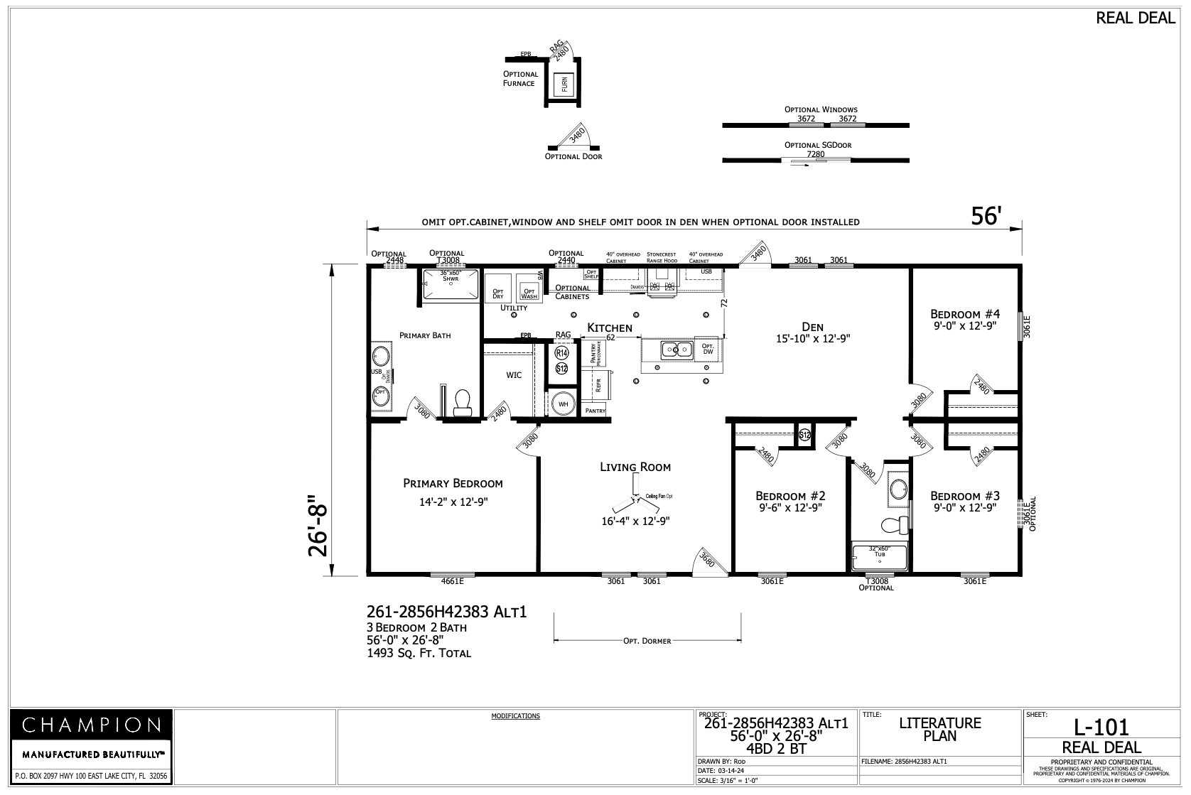 Lake Manor 28x56 4 Bed 2 Bath w/ DEN (1,493 SqFt) — Florida Value Homes