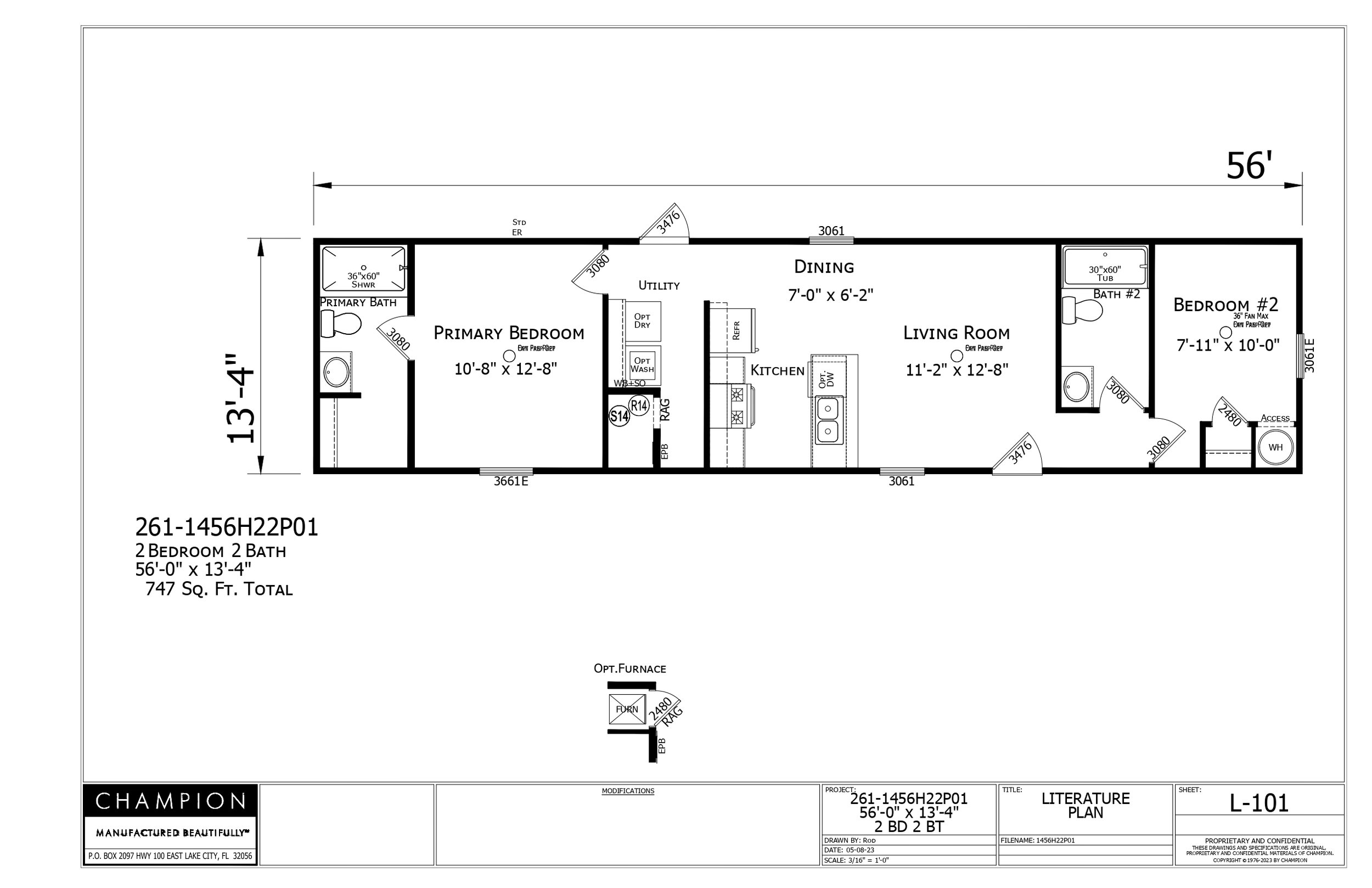 Prime 14x56 2 Bed 2 Bath (747 Sq Ft) — Florida Value Homes