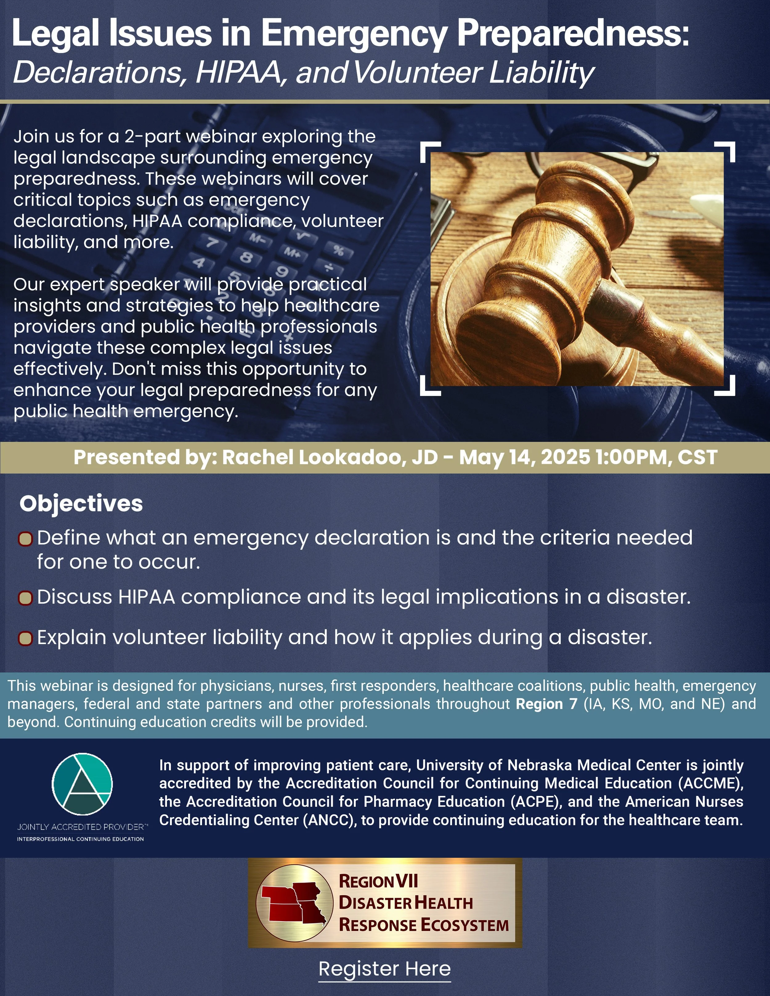 R7DHRE Preparedness Webinar: Legal Issues in Emergency Preparedness: Declarations, HIPAA ...