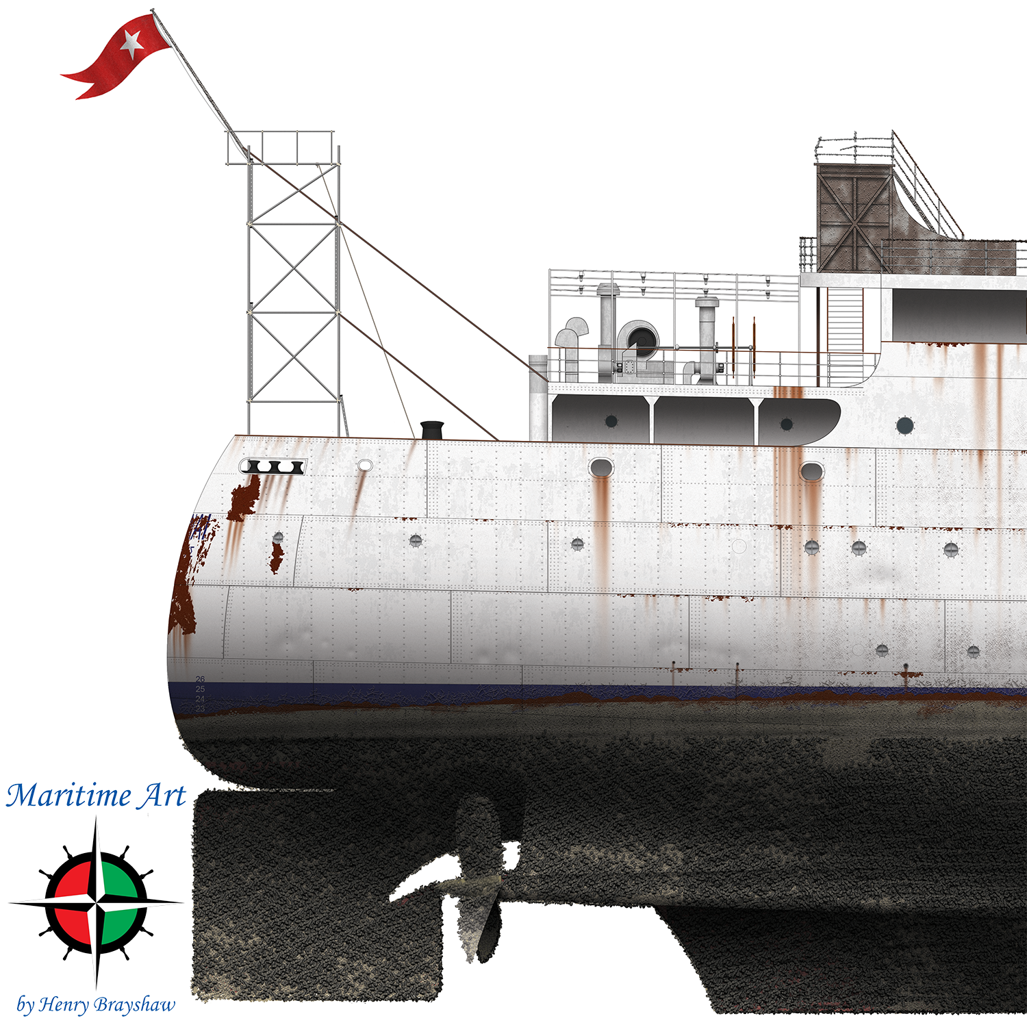 S.S. Athinai (as R.M.S Titanic) Poster — Maritime Art by Henry Brayshaw