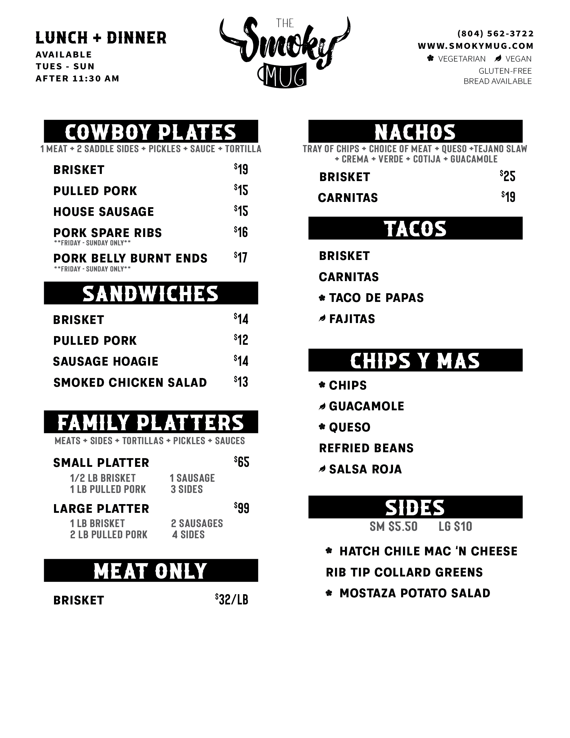 Menus — The Smoky Mug