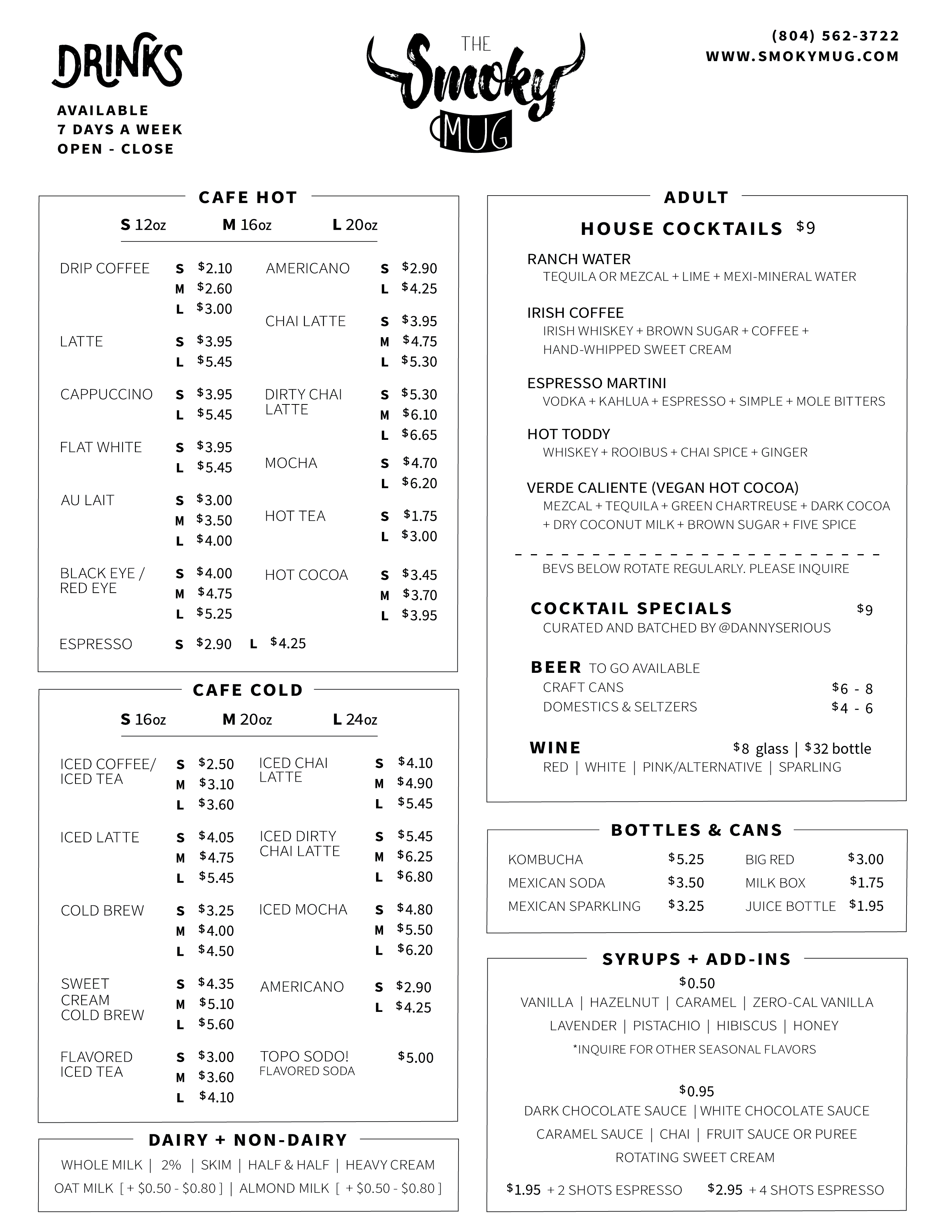 Menus — The Smoky Mug