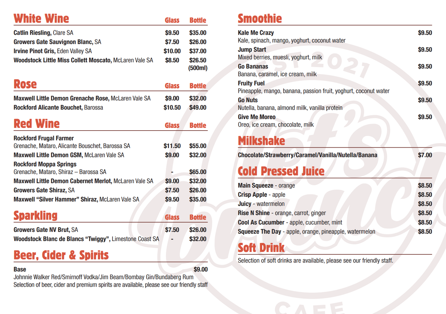 MENU — Let’s Brunch