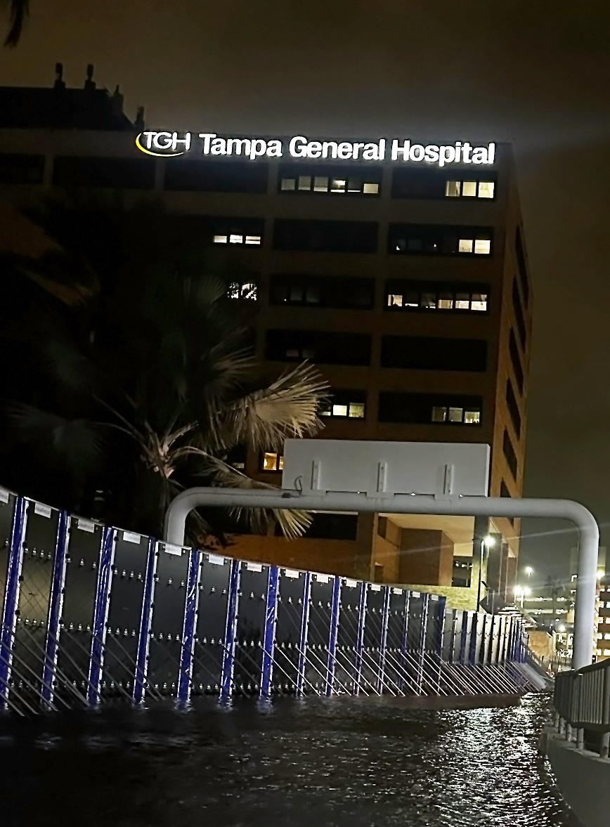 AquaFence protecting Tampa General Hospital — AquaFence Flood Protection