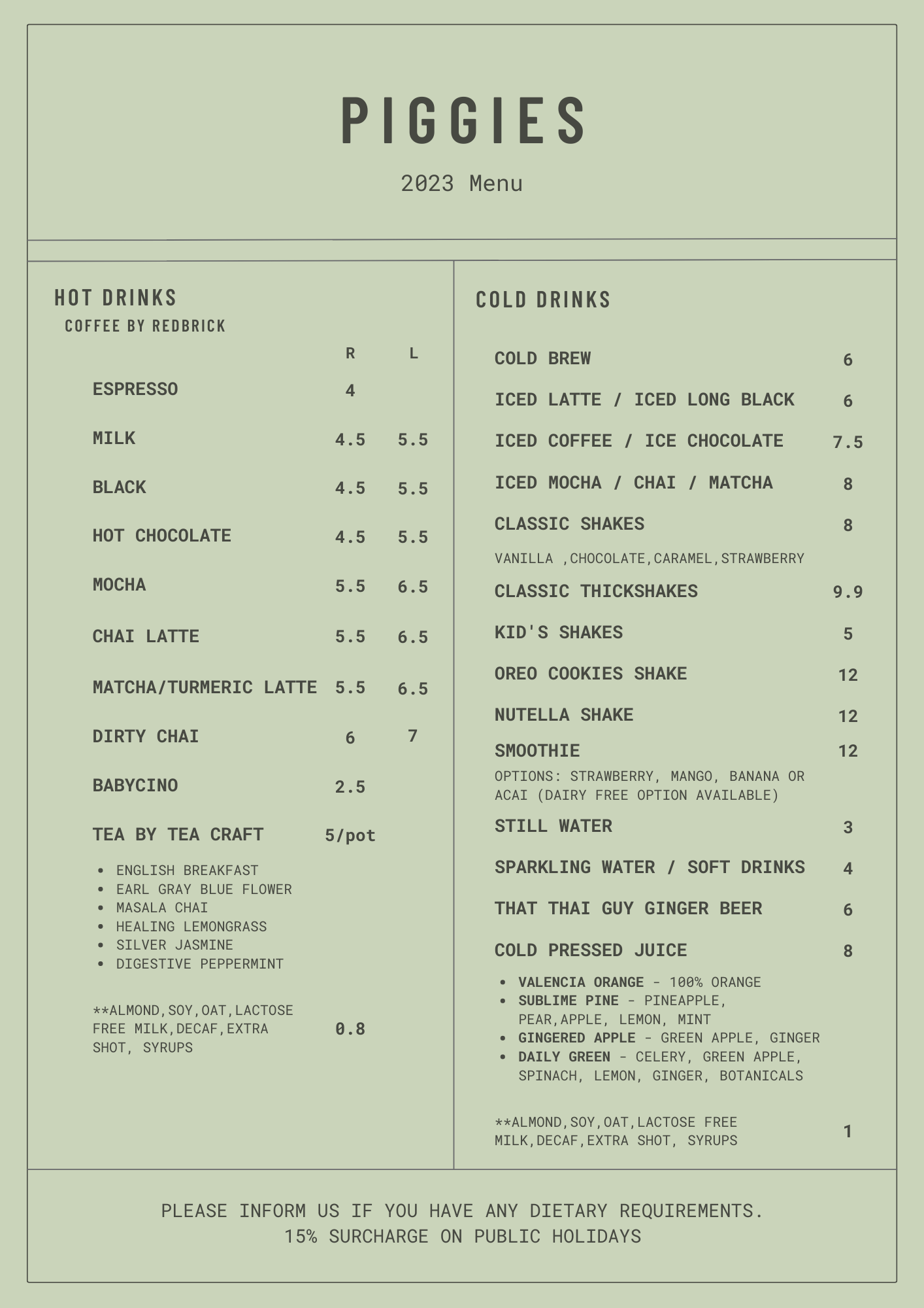 Menu — Piggies