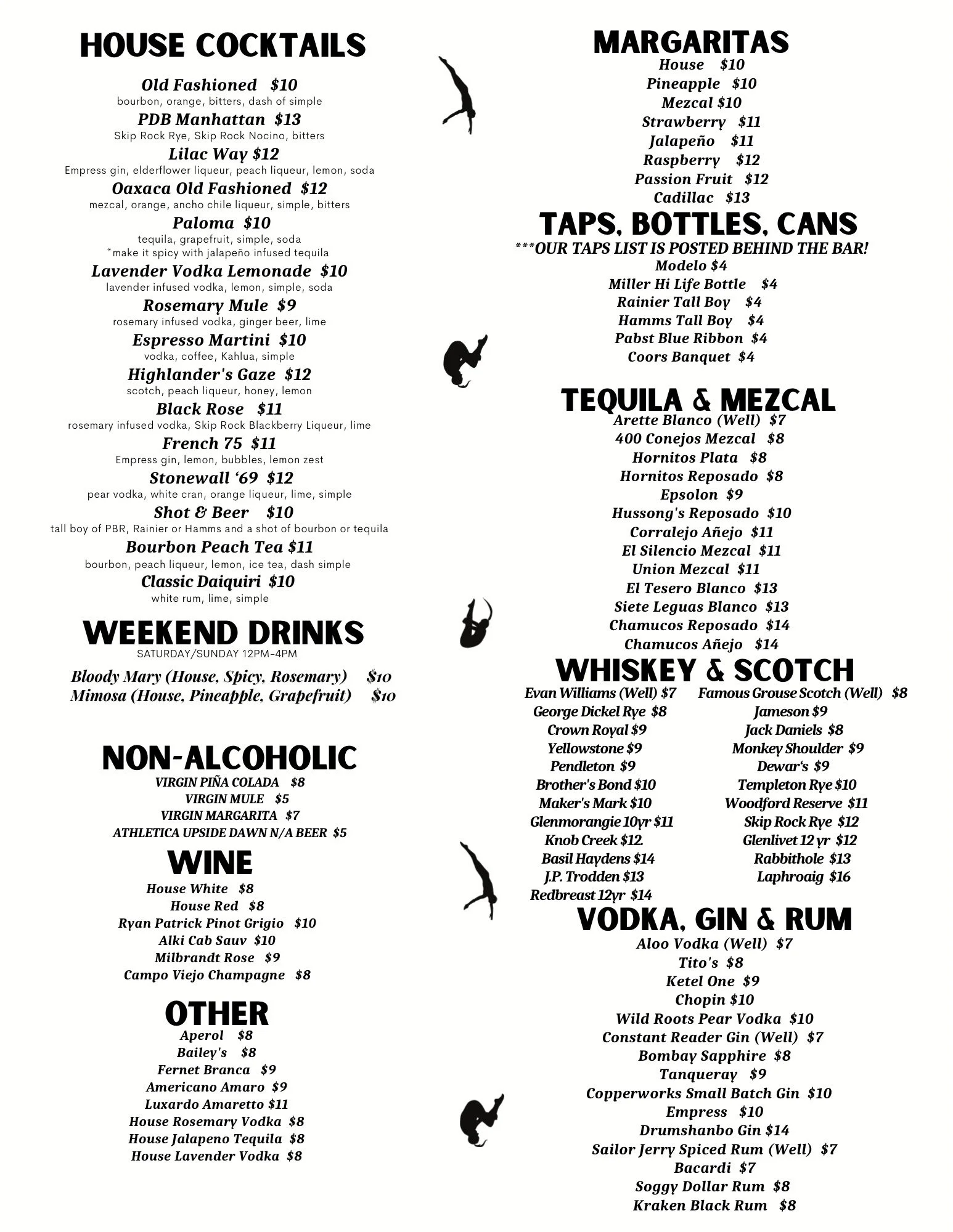 Menus — Pie Dive Bar