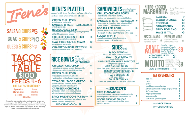 Menu — Irene's