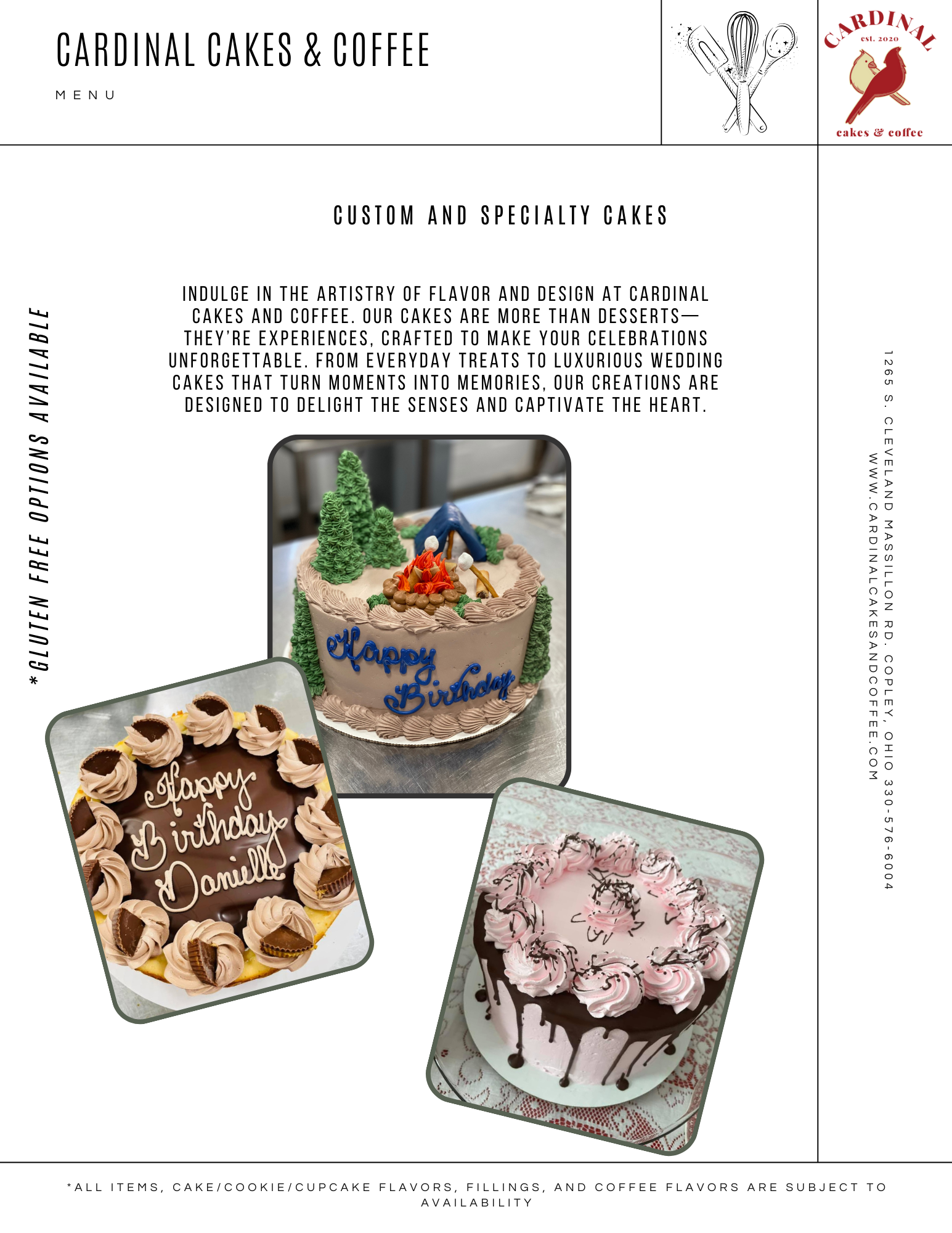 Menu 2025 — Cardinal Cakes & Coffee Website
