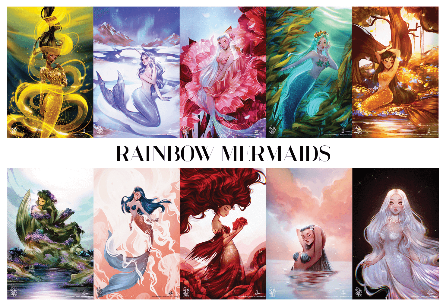 Full-Set Prints: RAINBOW MERMAIDS — Roy The Art