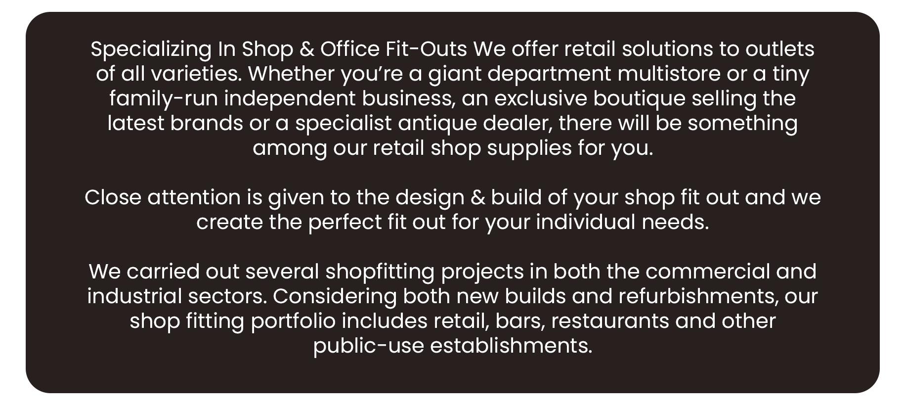 Shopfitting — Parallel Structures Shopfitting — Parallel Structures