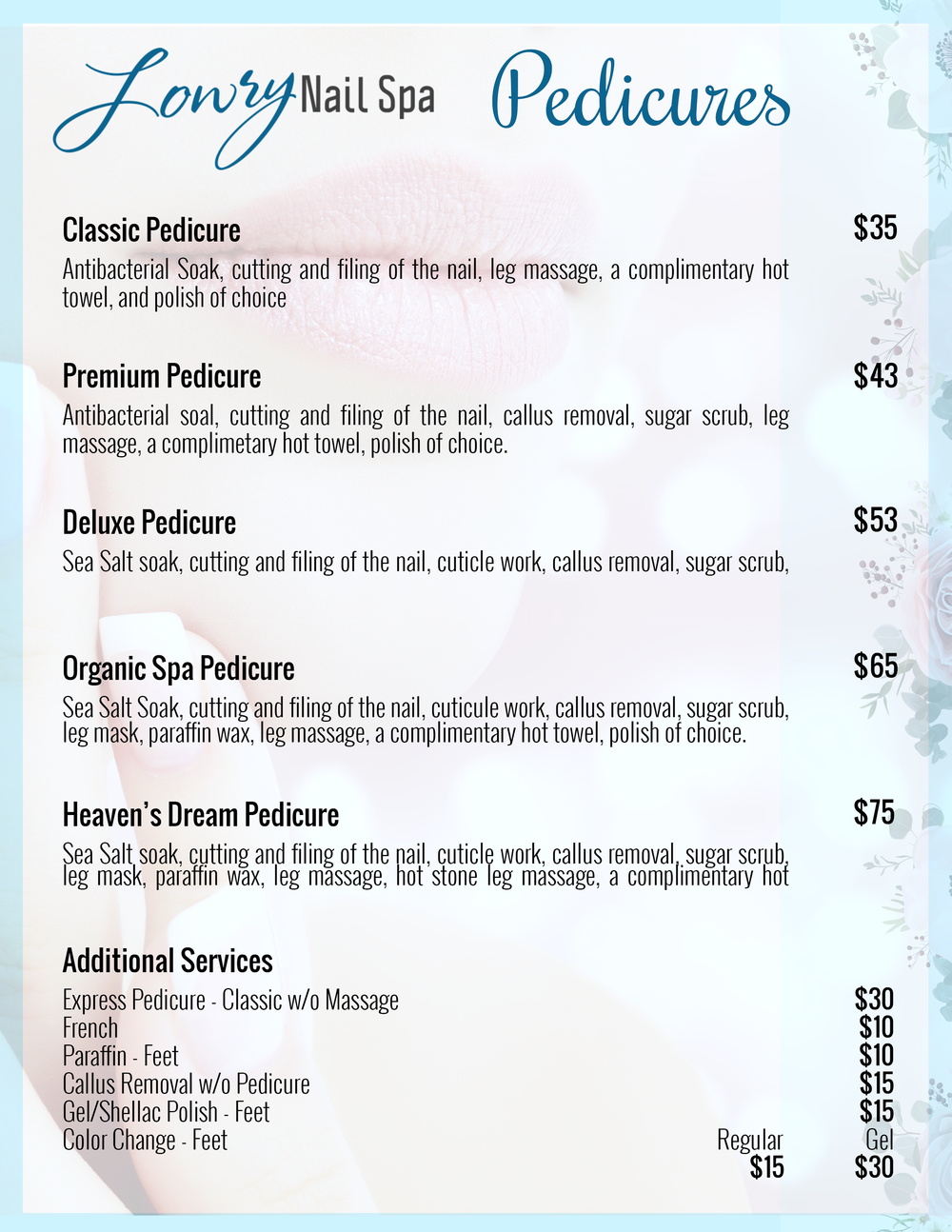 Menu 1 — Lowry Nail Spa