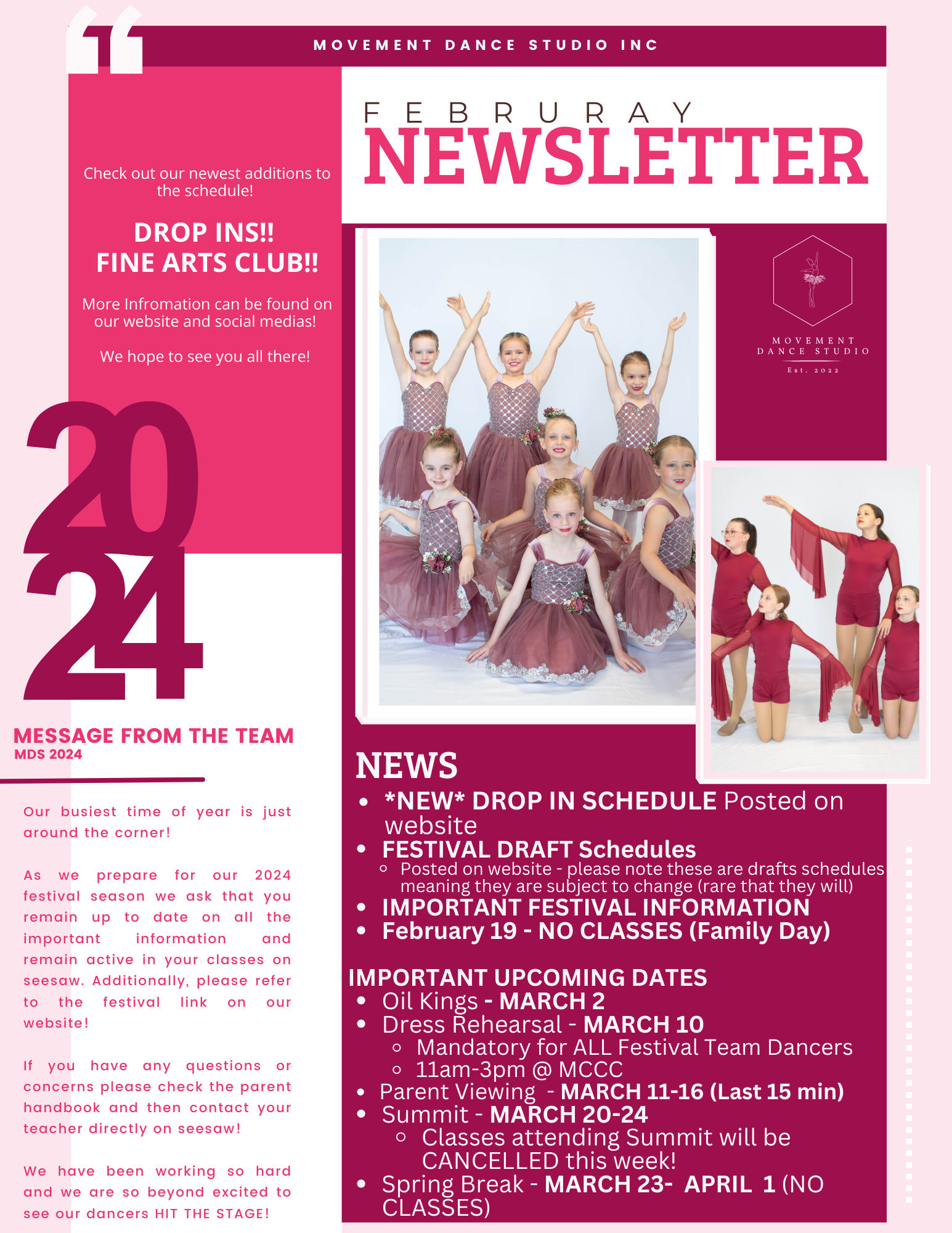 News Letter — Movement Dance Studio