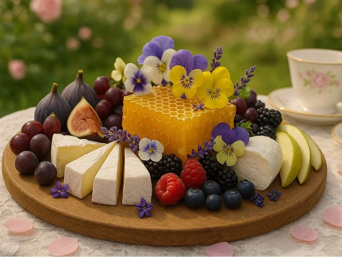 Bridal Honeycomb Cheese Board with Edible Flowers — Lilly & Co.