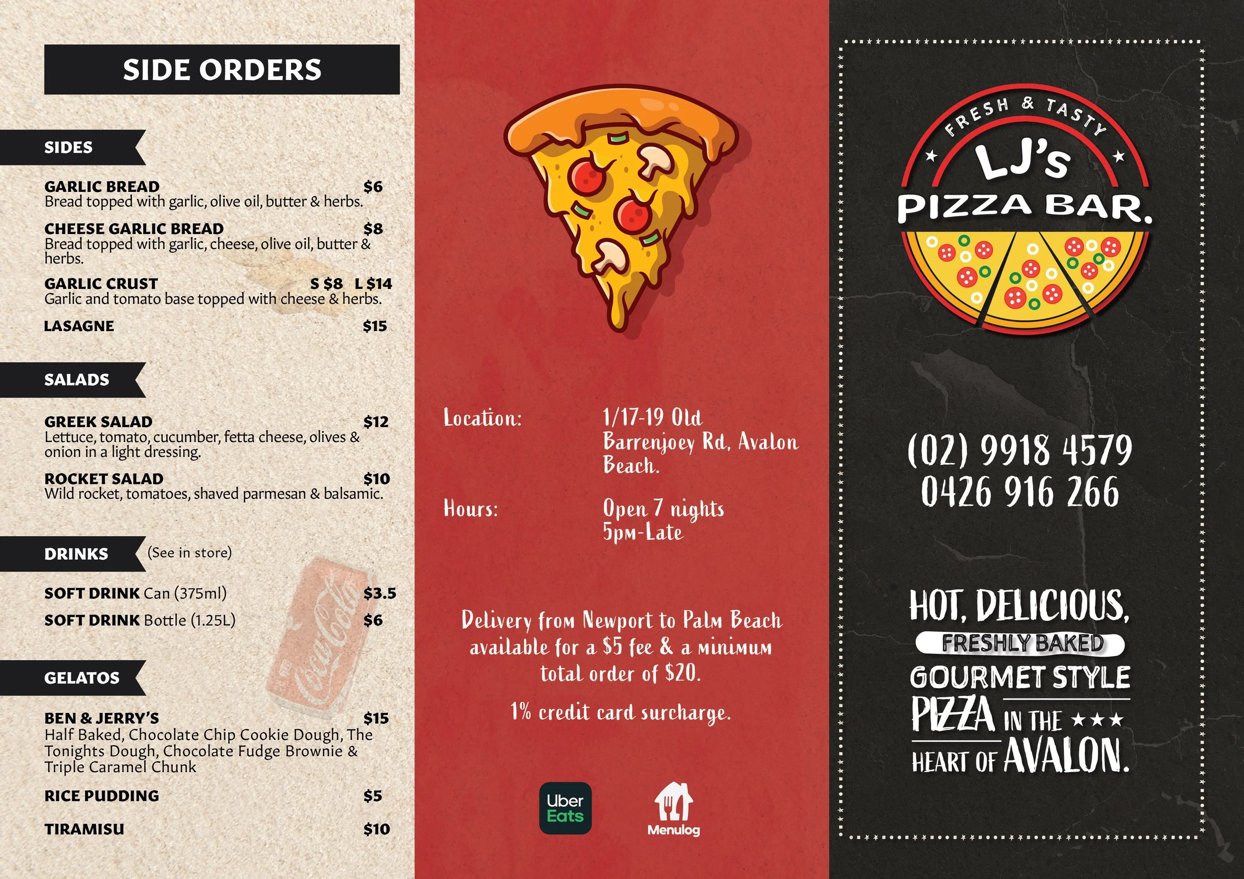 Menu — Lj's Pizza Bar