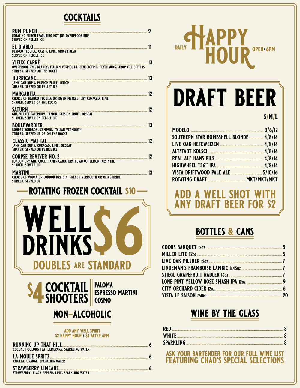 Menu — Double Standard