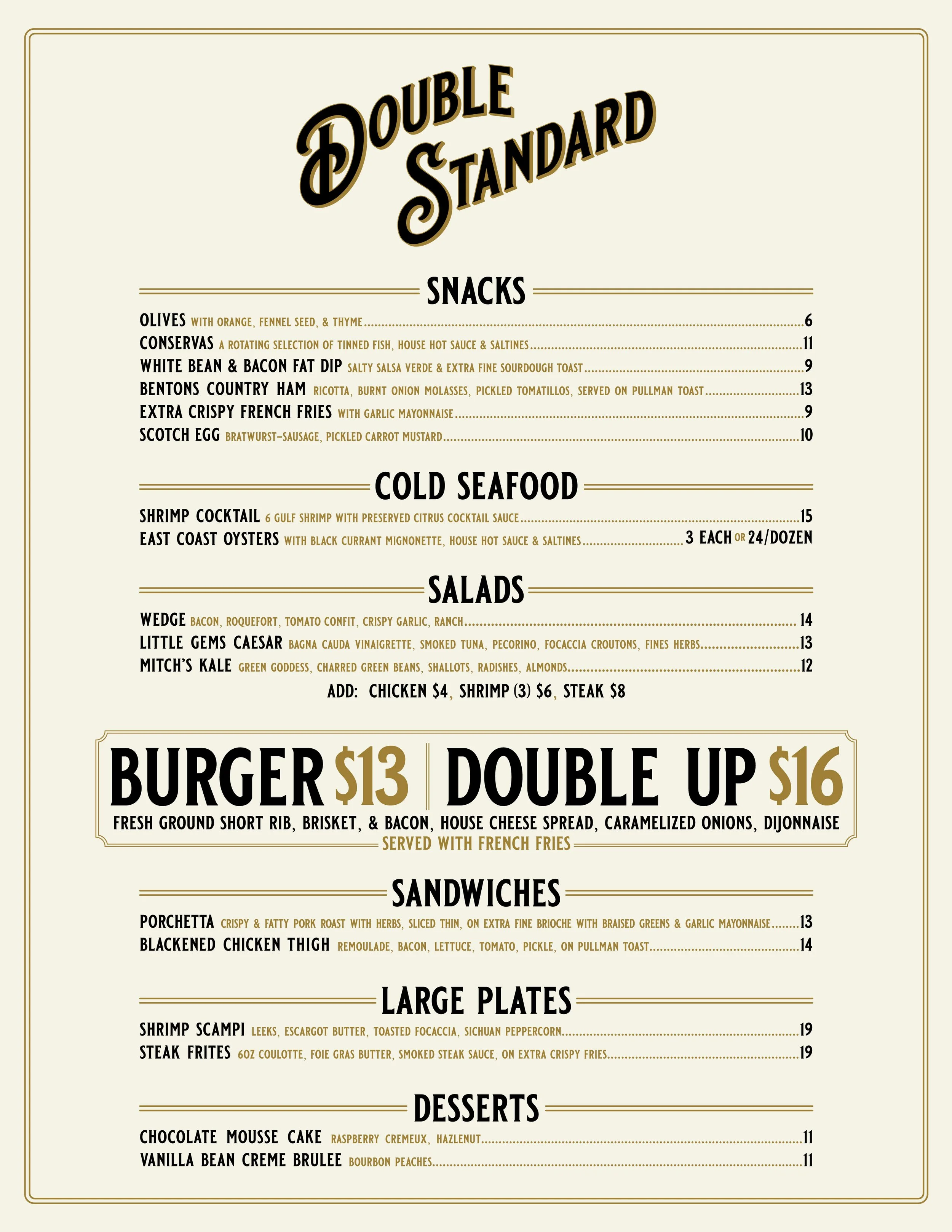 Menu — Double Standard