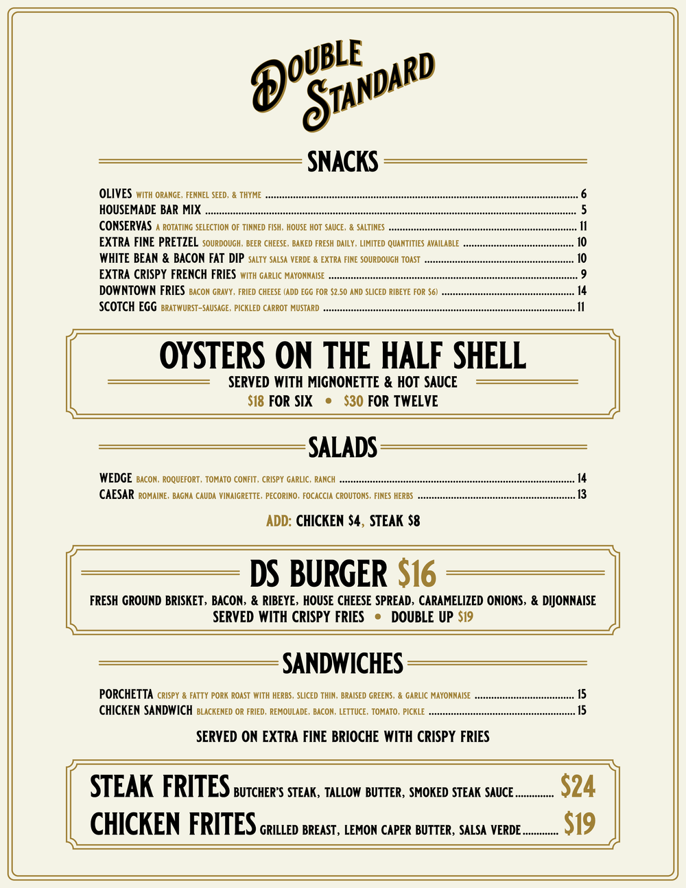 Menu — Double Standard