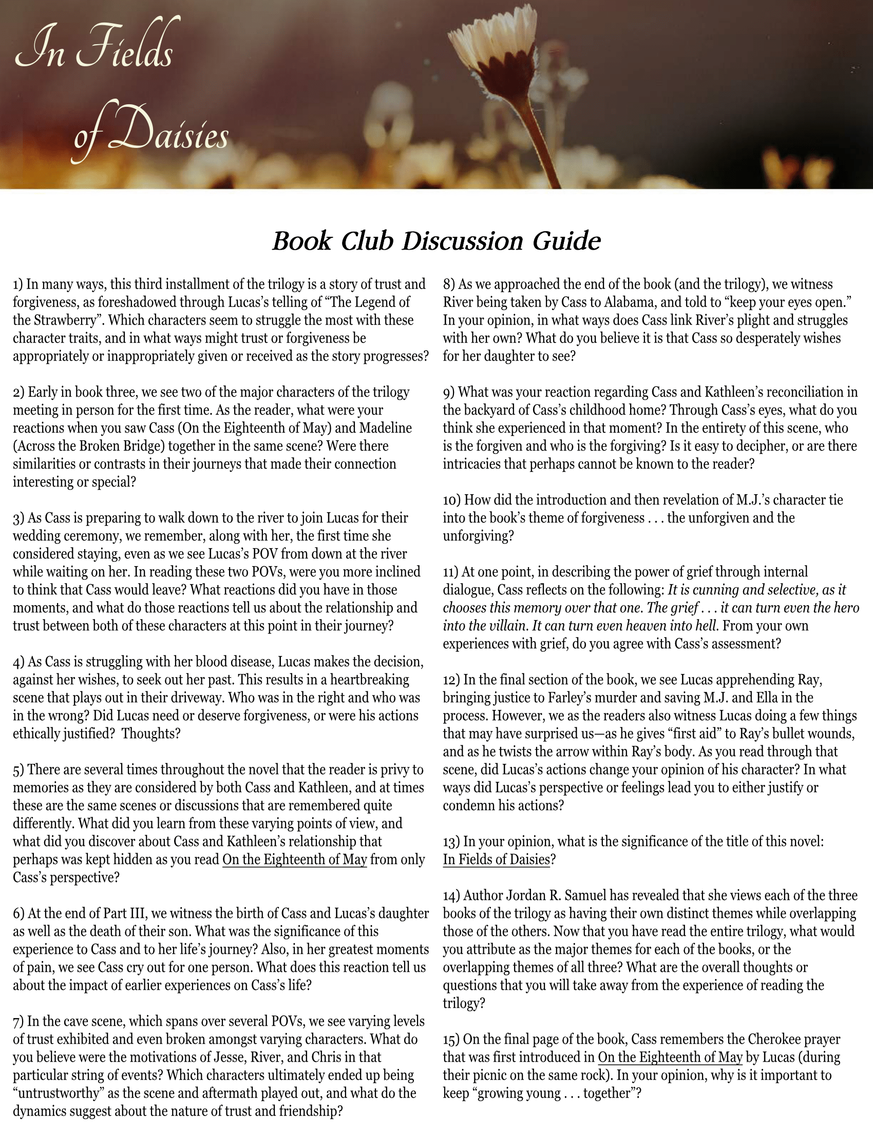 Book Club Materials — Jordan R. Samuel