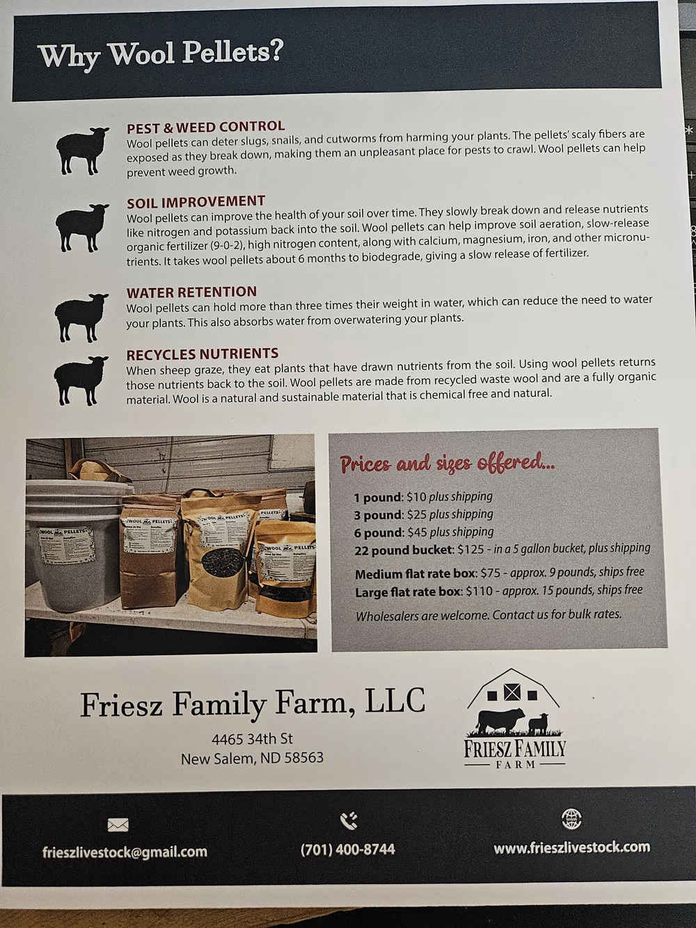 Wool Store — Friesz Livestock & Friesz Family Farm, LLC