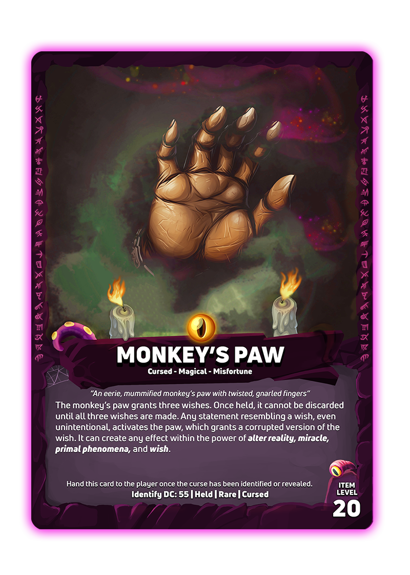 Free Pathfinder 2e Cursed Magical Item Cards — Adventurers Arsenal