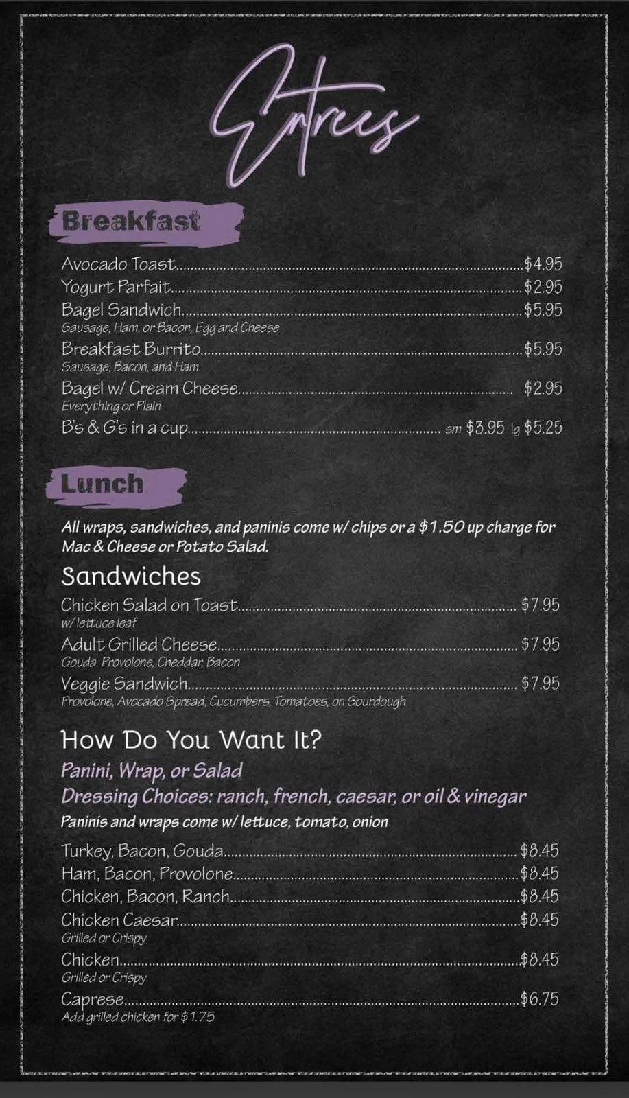 Menu — Sweet Vail Cafe