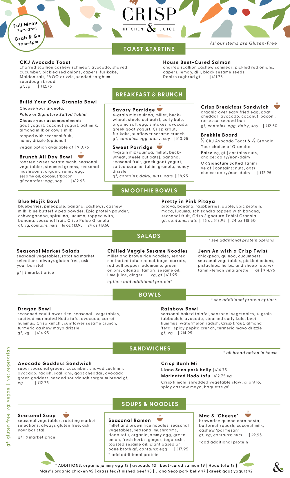 Food Menu — Crisp Kitchen & Juice