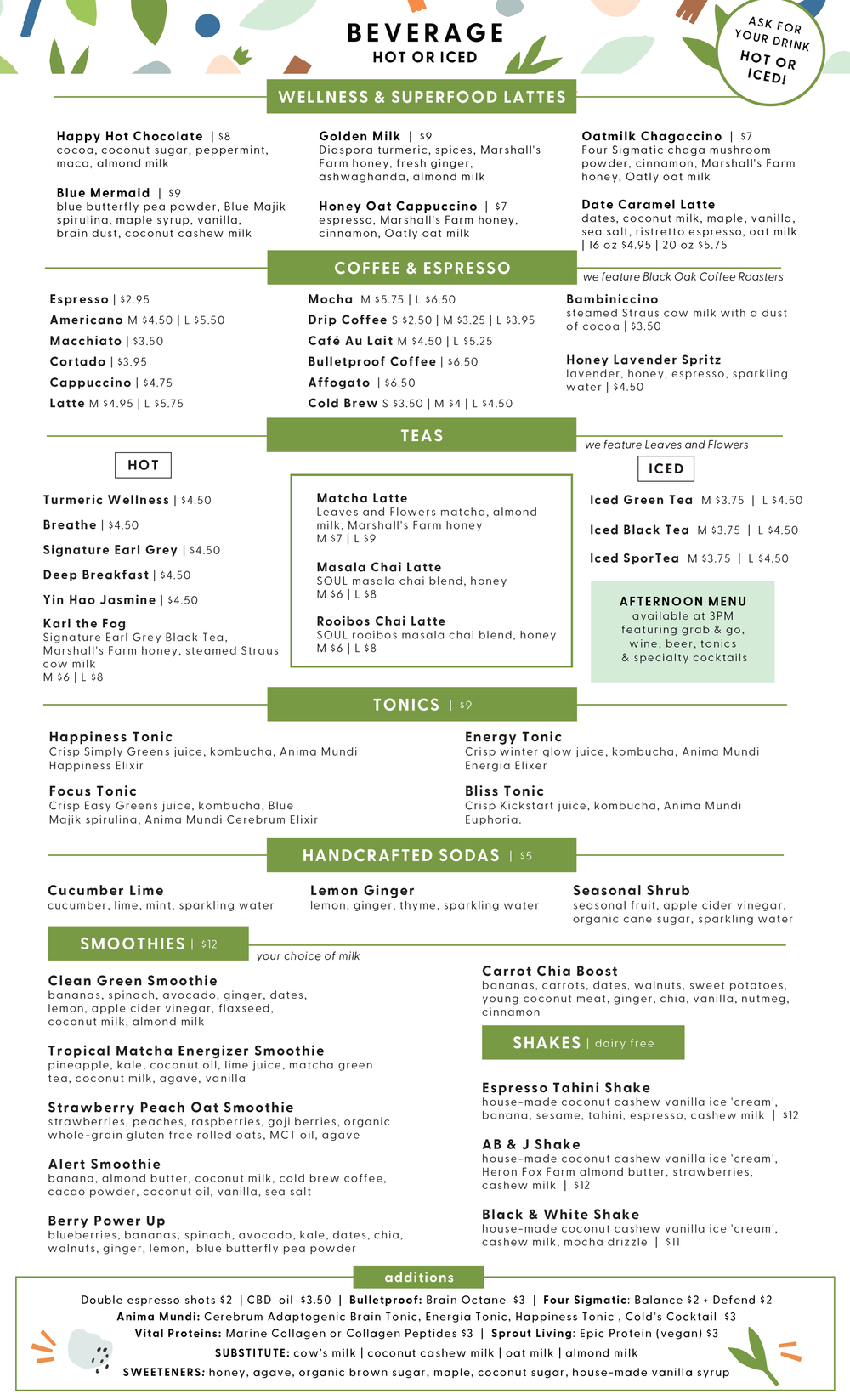 Beverage Menu — Crisp Kitchen & Juice