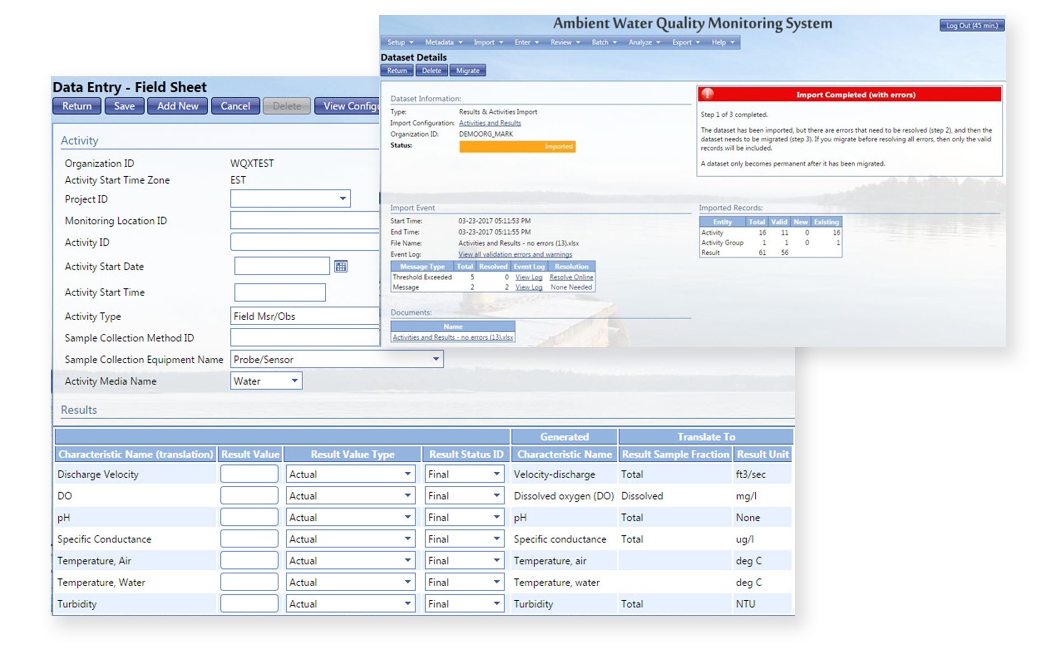 Water Quality (AWQMS) — Elements