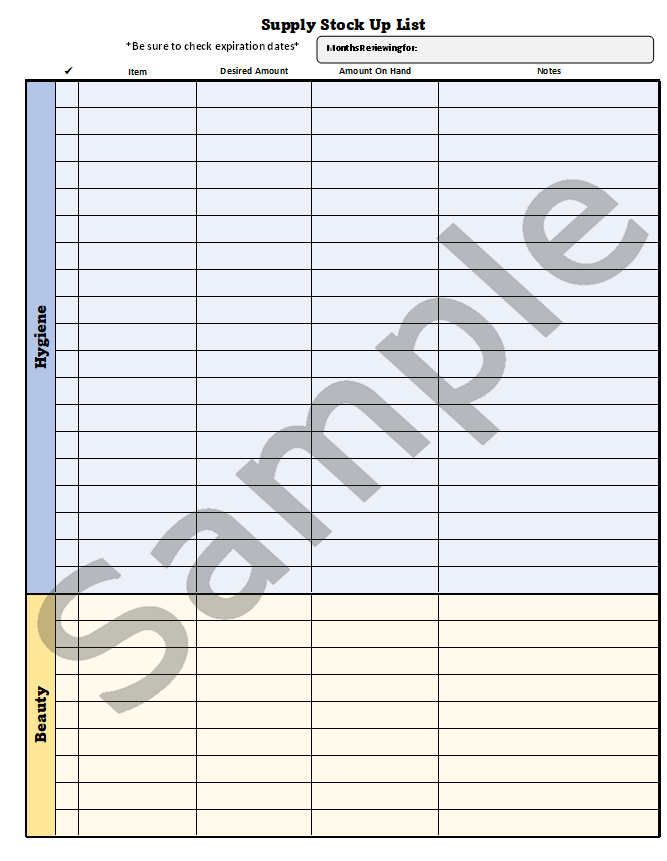 Supply and Vitamin-Medications Stock Up Lists Bundle (PDF version ...