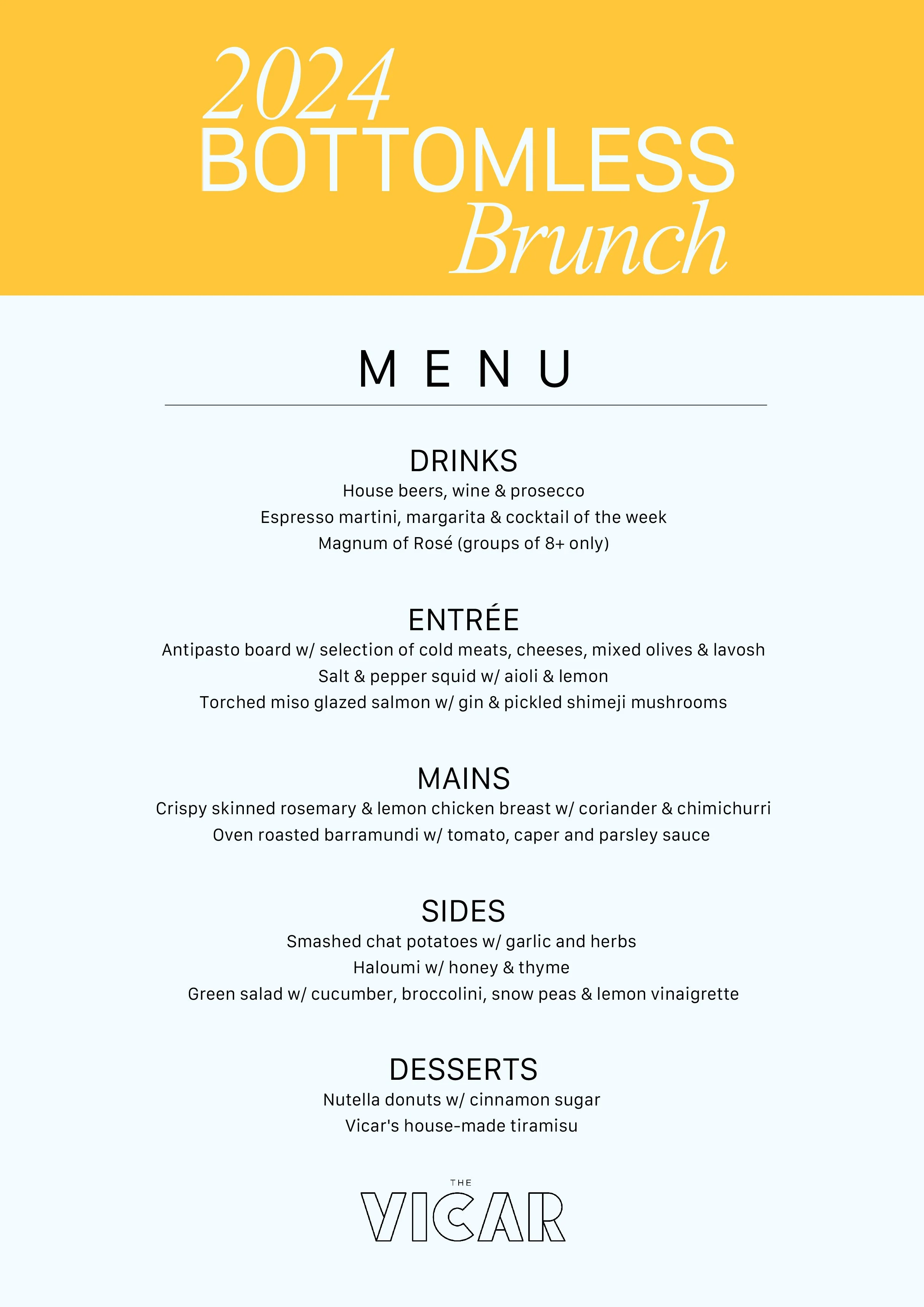 BOTTOMLESS BRUNCH — The Vicar