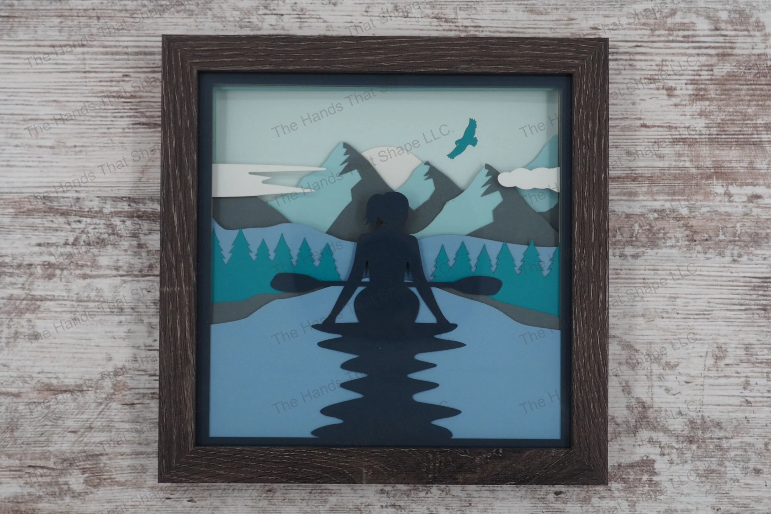 Reeling Fisherman Layered Paper Art Shadow Box