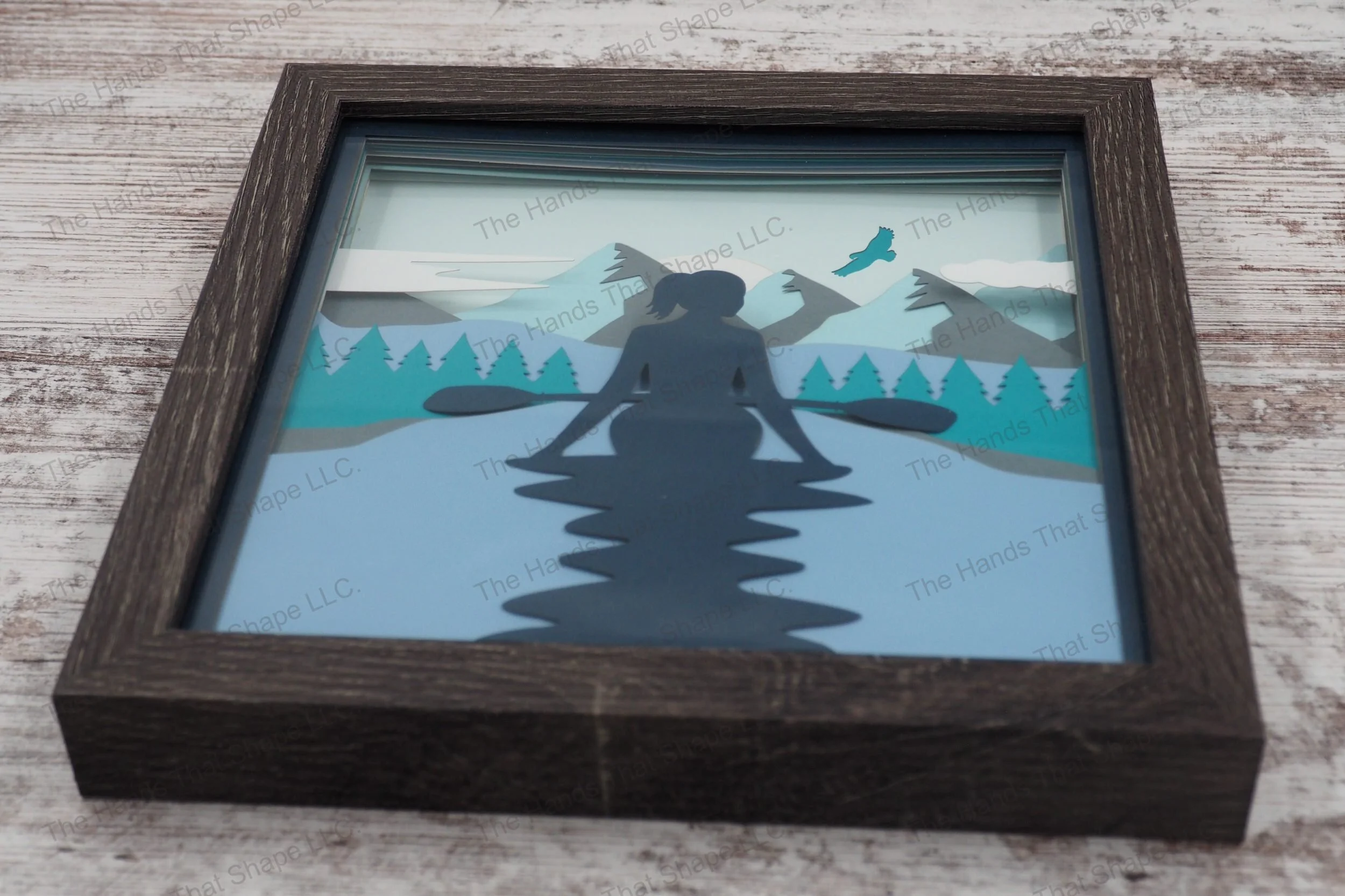 Reeling Fisherman Layered Paper Art Shadow Box