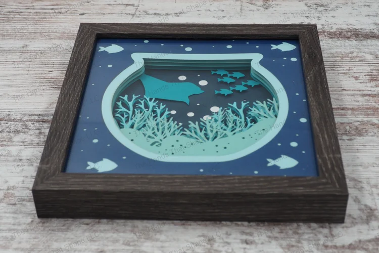 Reeling Fisherman Layered Paper Art Shadow Box