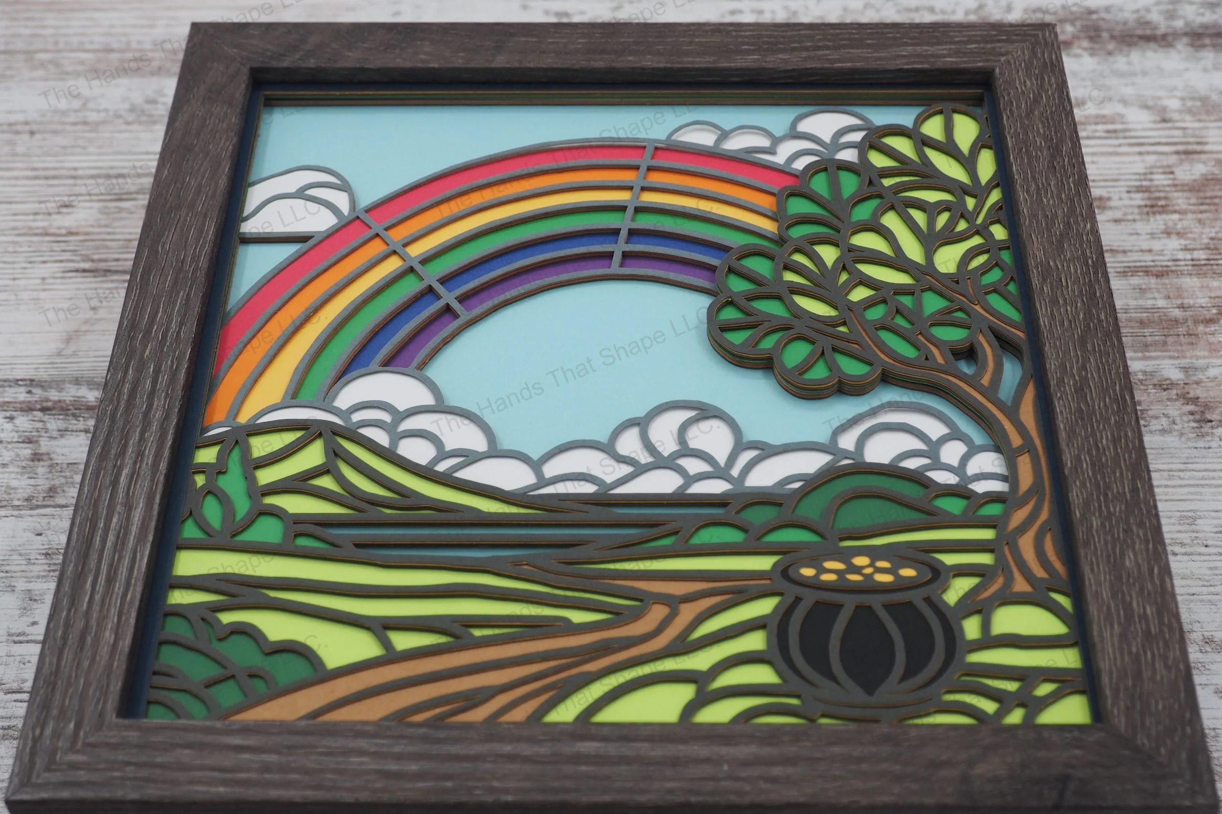 Reeling Fisherman Layered Paper Art Shadow Box