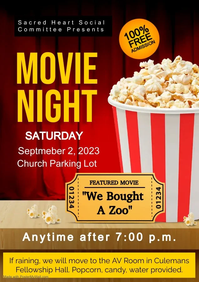 Movie Night Reminder — Sacred Heart Catholic Church, Moline, Illinois