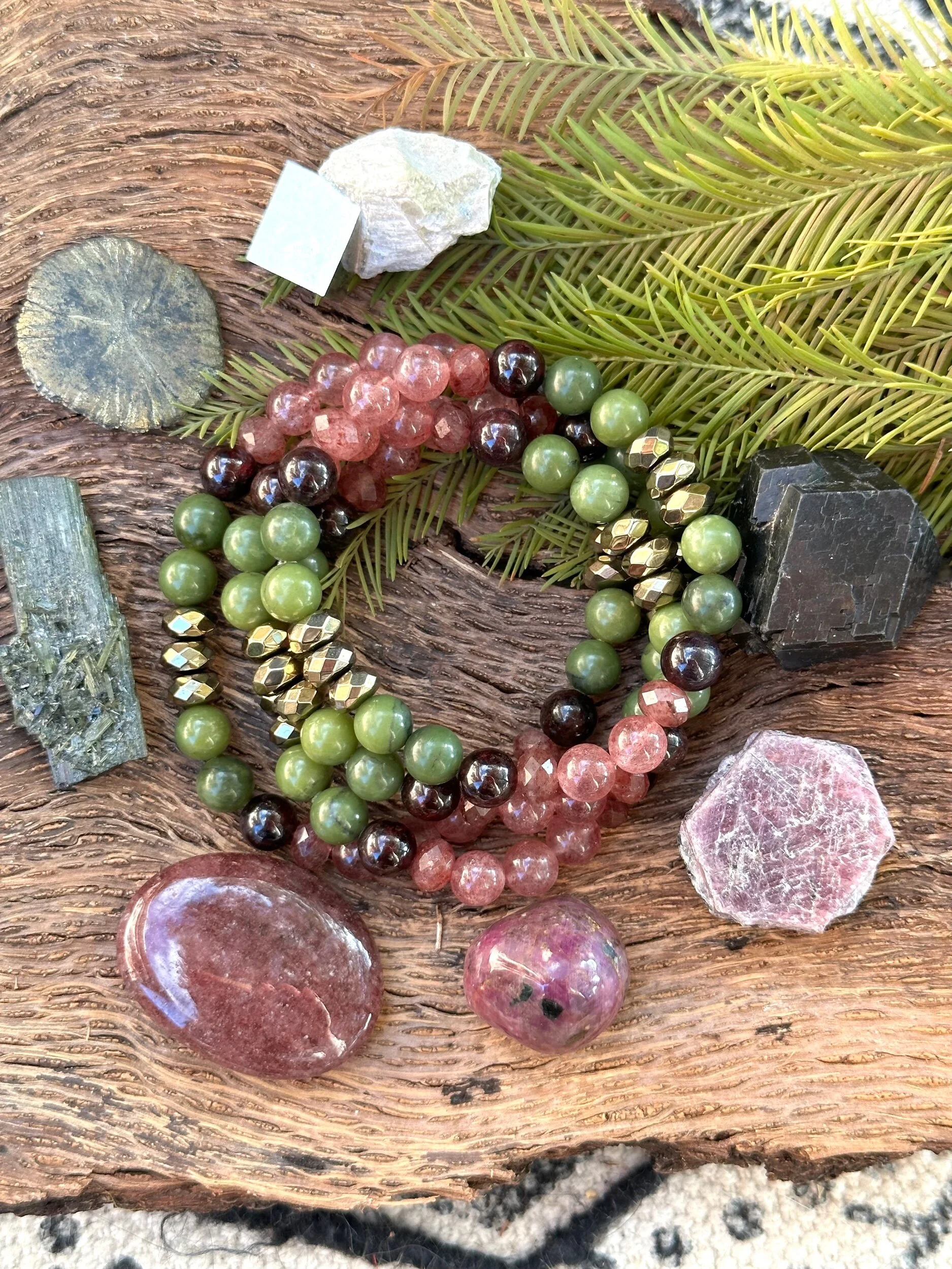 PIXIE DUST Bracelet- Aura Quartz, Rose Quartz, Aquamarine, Blue Lace Agate, Morganite and Blue ...