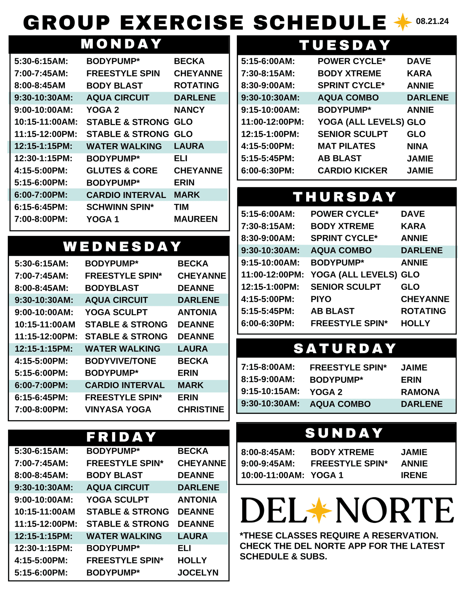 Group Exercise - Del Norte Club — Del Norte Club