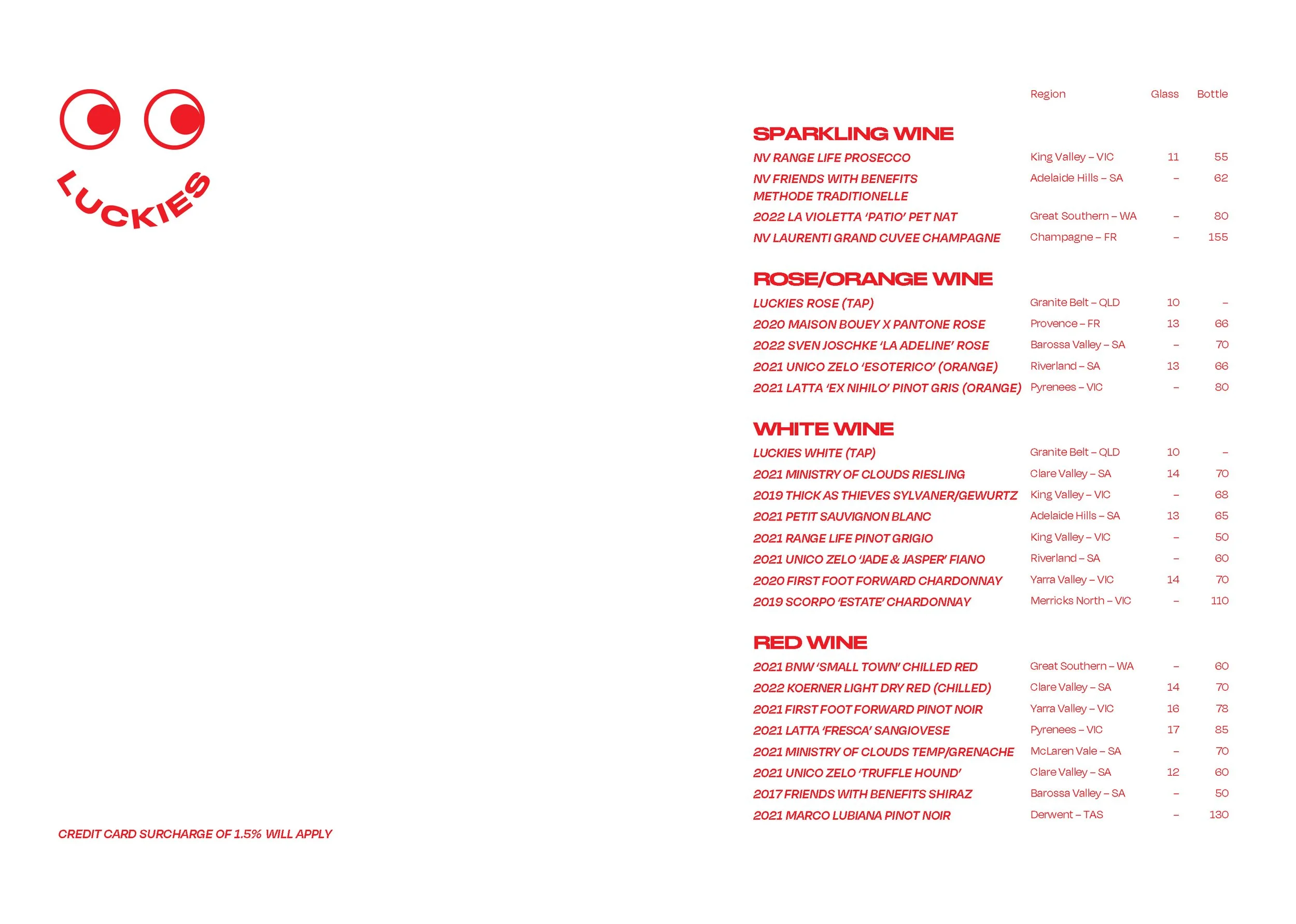 Menu — Luckies Kitchen Pty Ltd
