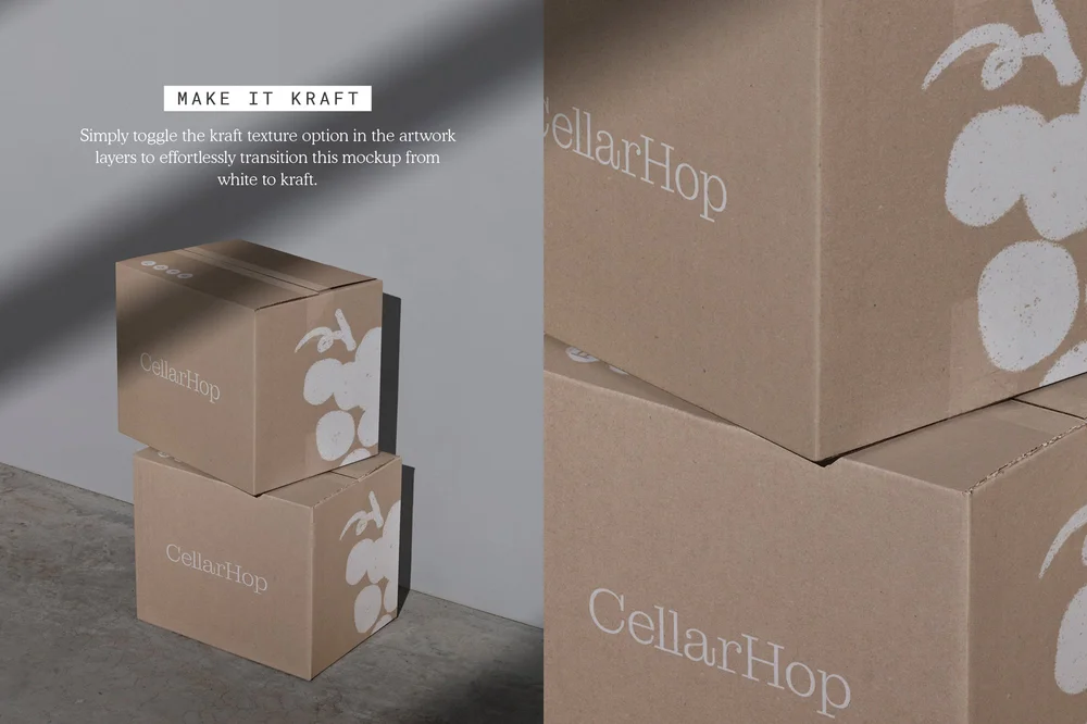 Kraft paper Bag & Sticker mockup — mockstar