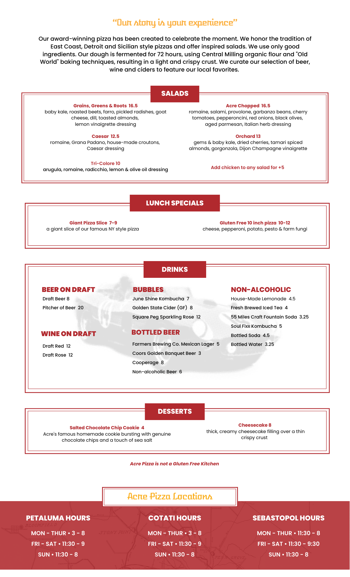 Explore our Menu — Acre Pizza