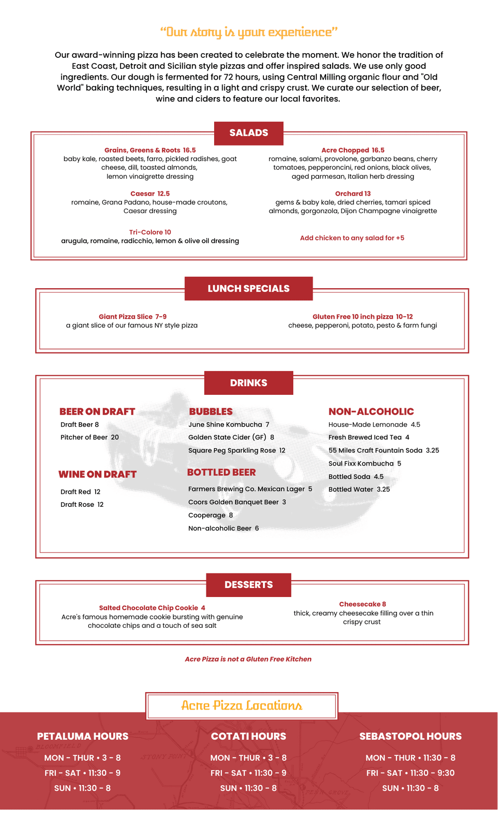 Explore our Menu — Acre Pizza