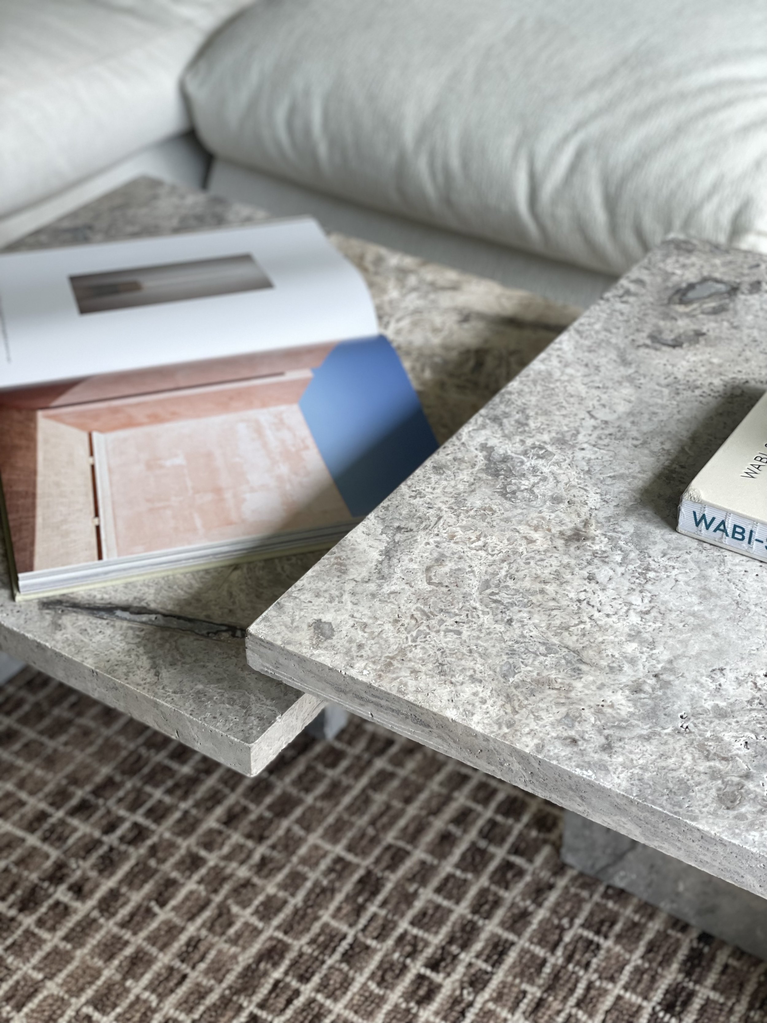 Round Travertine Luna Coffee Table — Stono Home