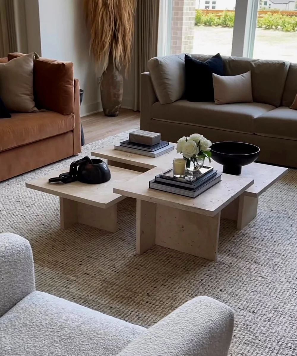 Round Travertine Luna Coffee Table — Stono Home