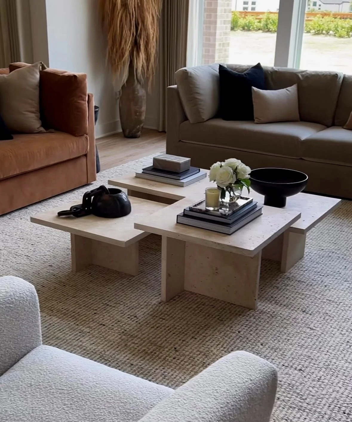 Round Travertine Luna Coffee Table — Stono Home