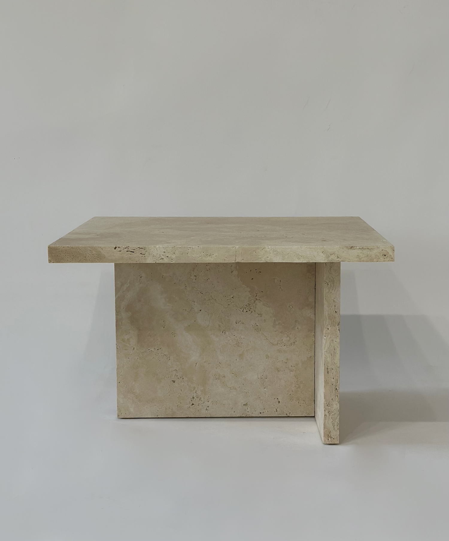 Round Travertine Luna Coffee Table — Stono Home