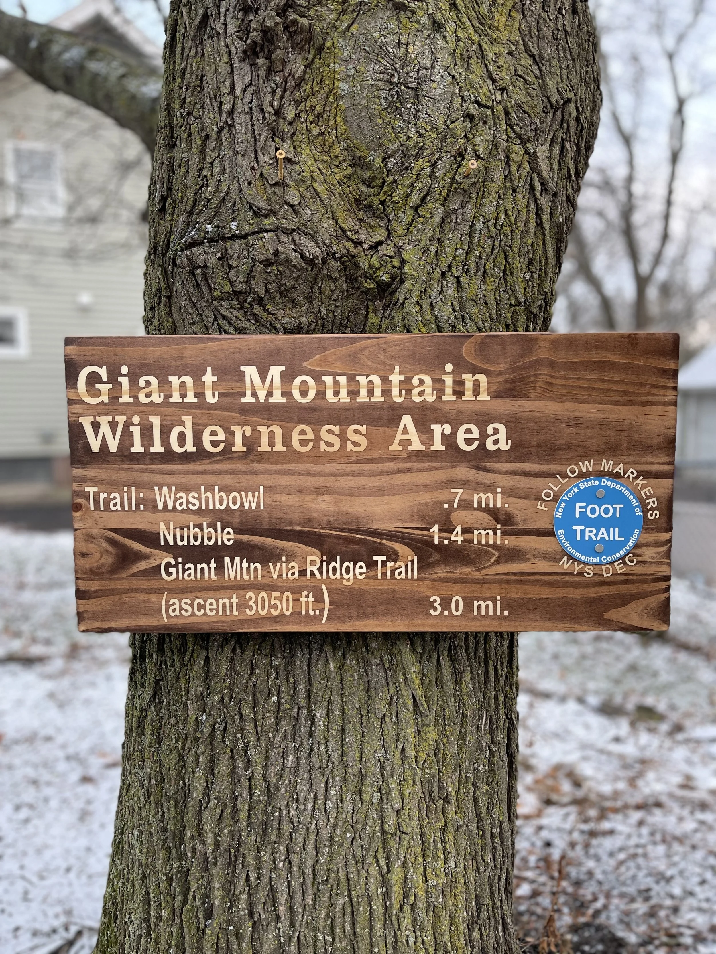Rustic Stained Adirondack Trail Head Sign — Flour City Craft Company