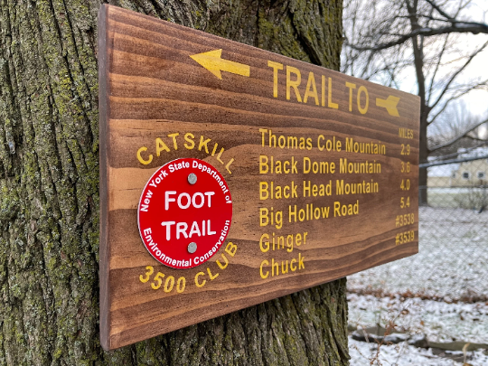 Rustic Stained Adirondack Trail Head Sign — Flour City Craft Company