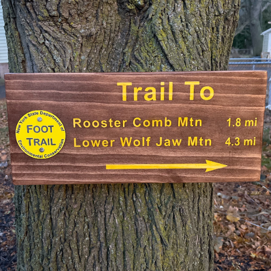 Rustic Stained Adirondack Trail Head Sign — Flour City Craft Company