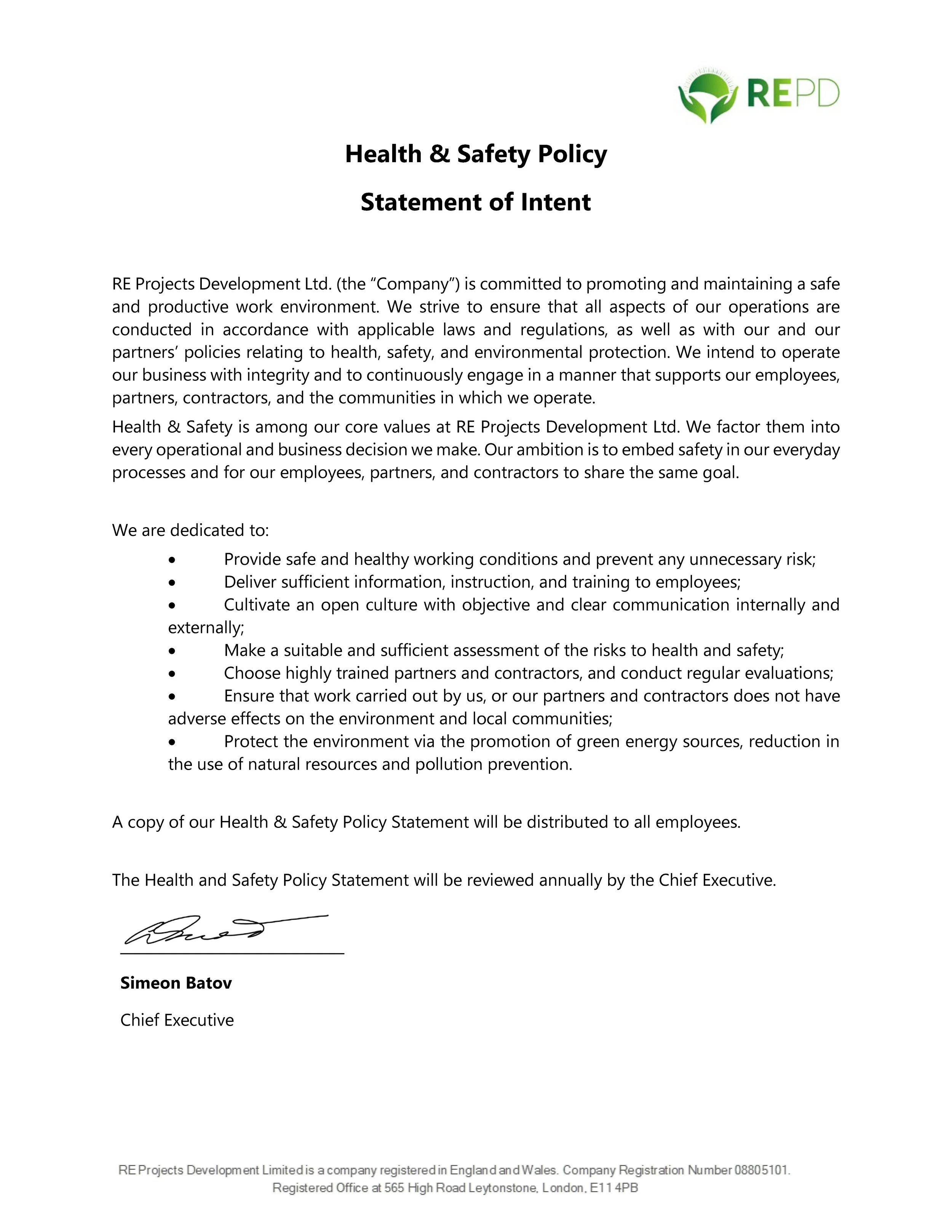 Health & Safety — REPD